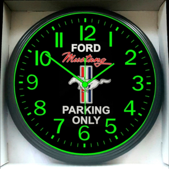 Wall Decor | Ford Mustang Garage Shop Glow In The Dark Wall Clock New ...